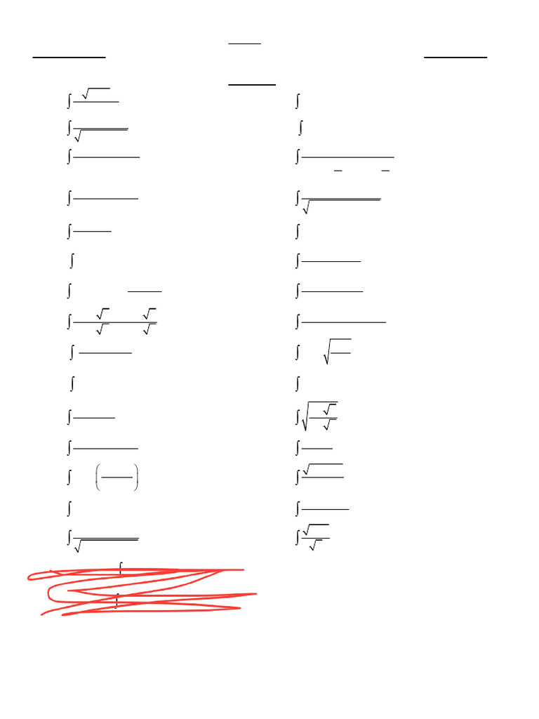Class 12 Math Assignment On Integrals | PDF