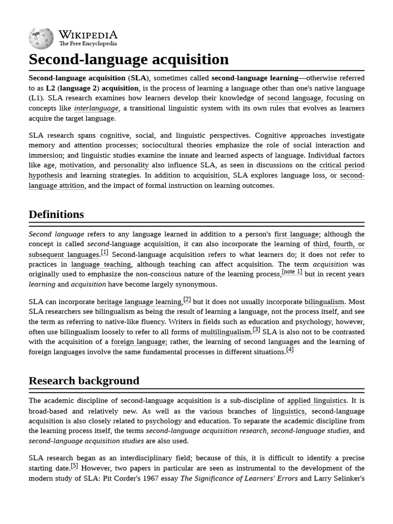 Second-Language Acquisition | PDF | Second Language Acquisition | Second Language