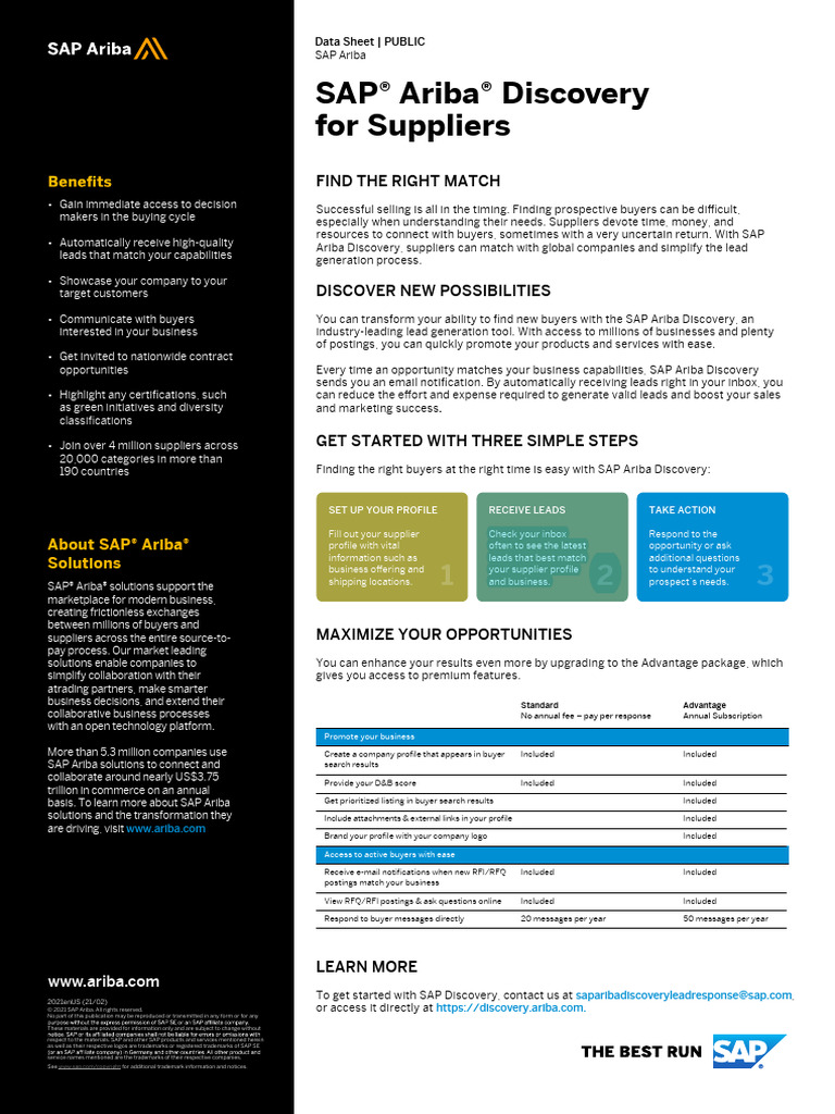 SAP Ariba Discovery for Suppliers | PDF | Computing | Marketing