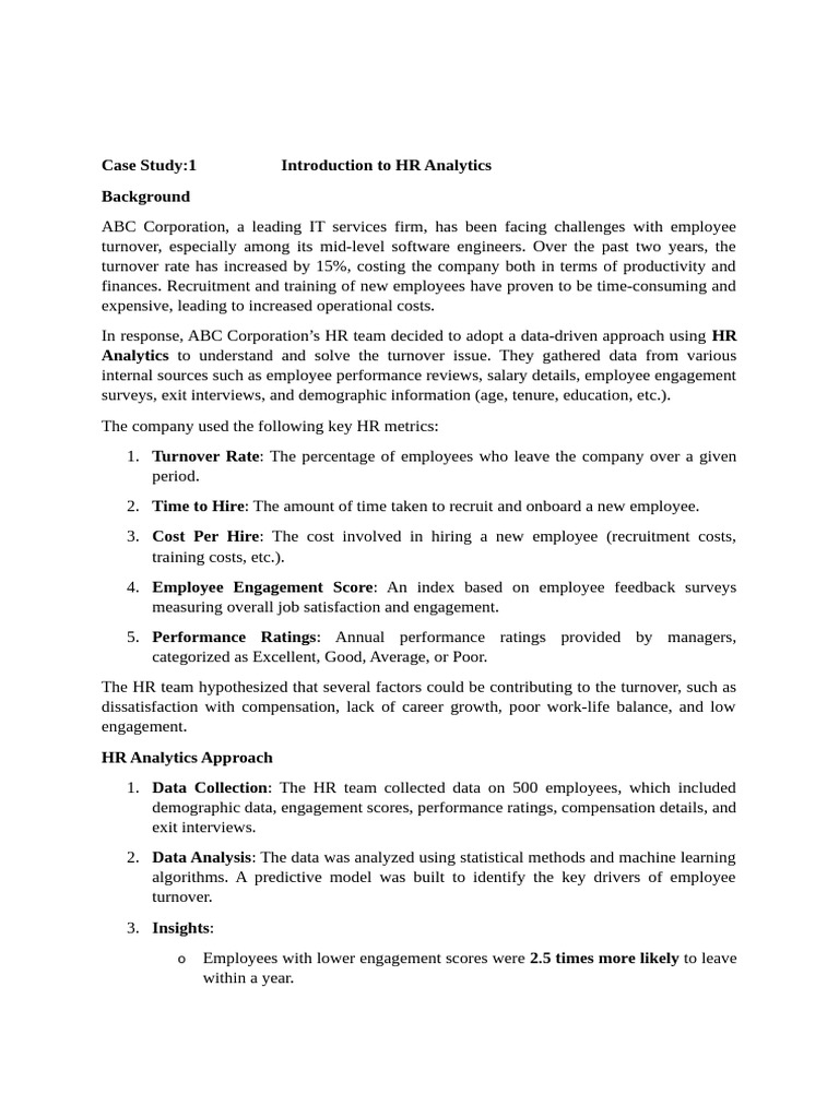 Case Study 1 HR Analytics | PDF | Turnover (Employment) | Analytics