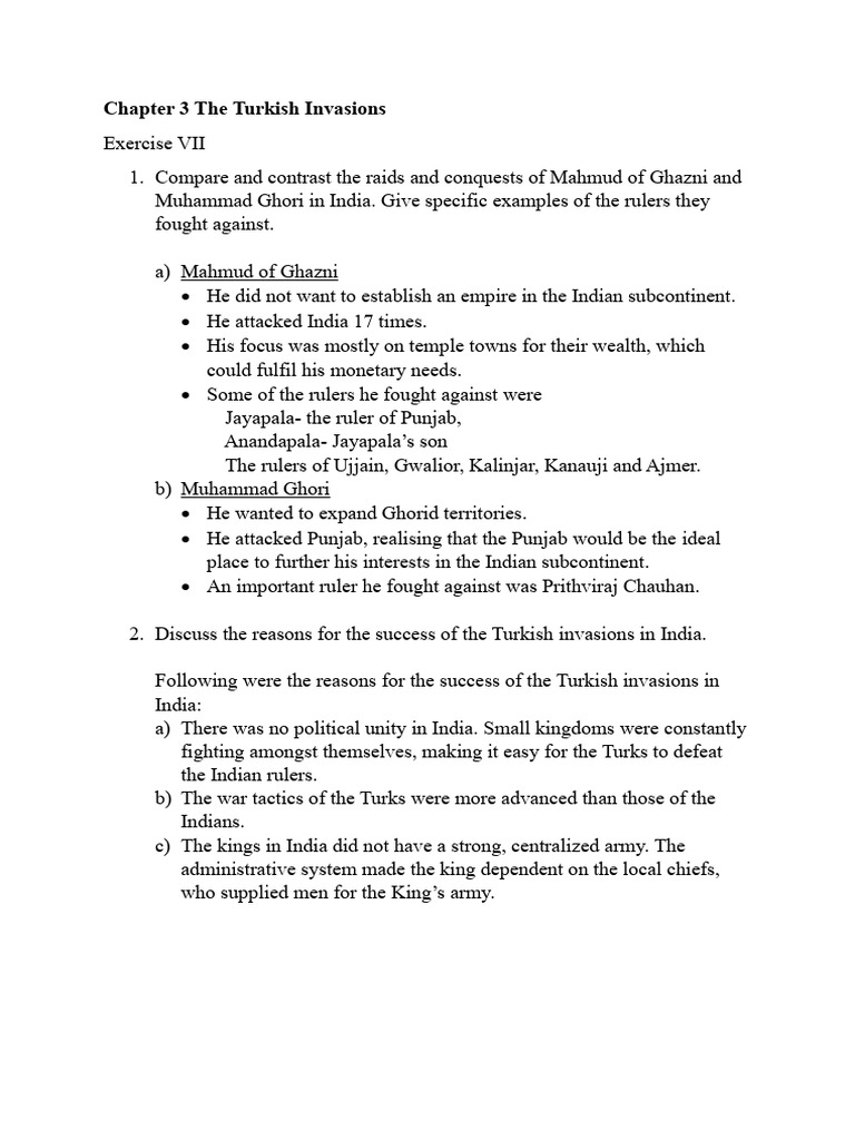 Turkish Invasions of India: Key Insights | PDF