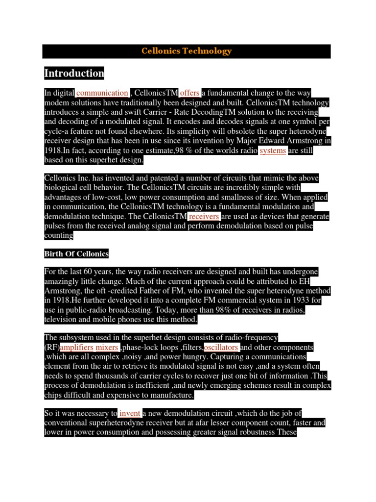 Cellonics Technology | PDF | Mosfet | Field Effect Transistor