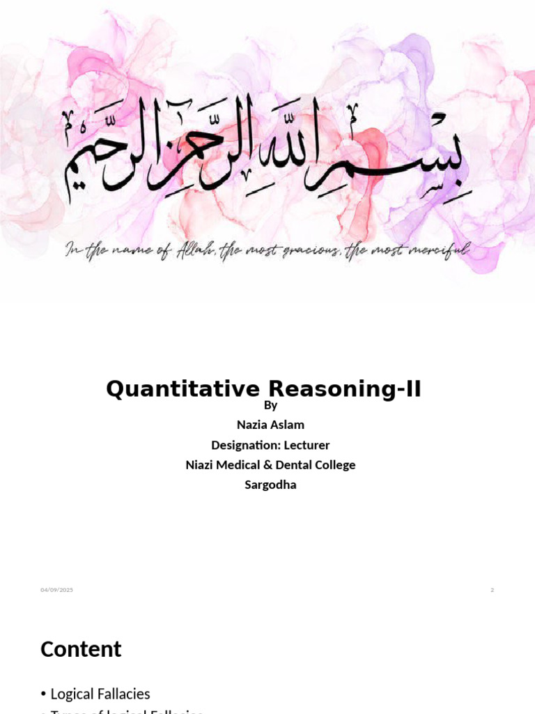QR II Lect 7 Presentation (Logical Fallacies) | PDF | Fallacy | Argument