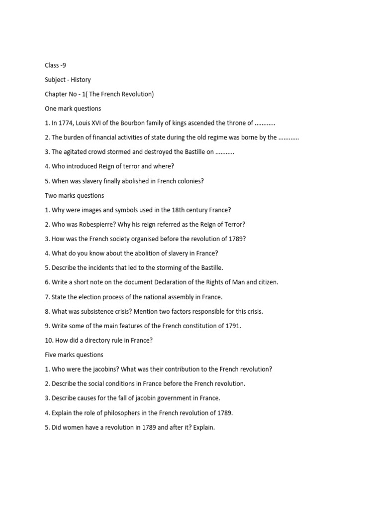Class 9 History Chapter 1 The French Revolution | PDF