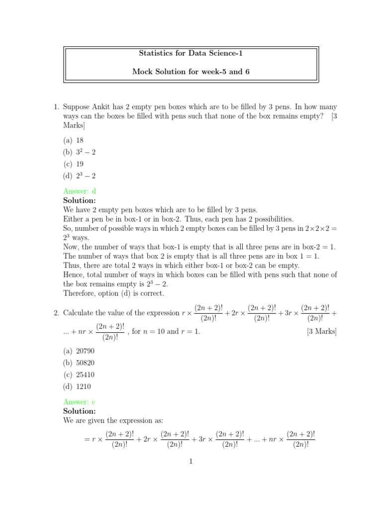 Week - 5 and 6 - Mock - Solution | PDF