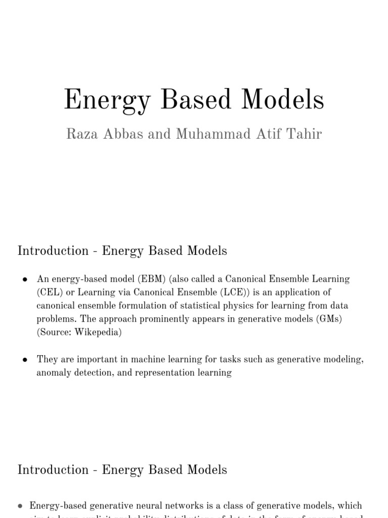 Energy Based Models | PDF | Statistical Theory | Probability Theory