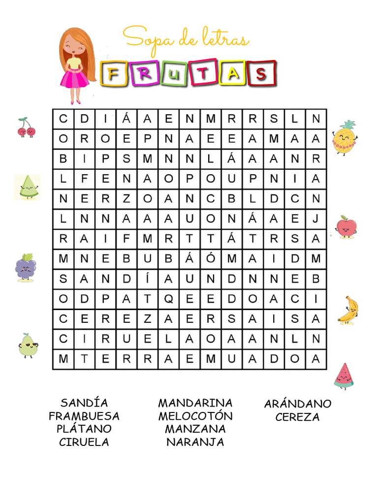 Frutas Sopa de Letras | PDF