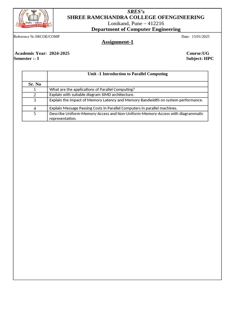Assignment 1 - HPC | PDF