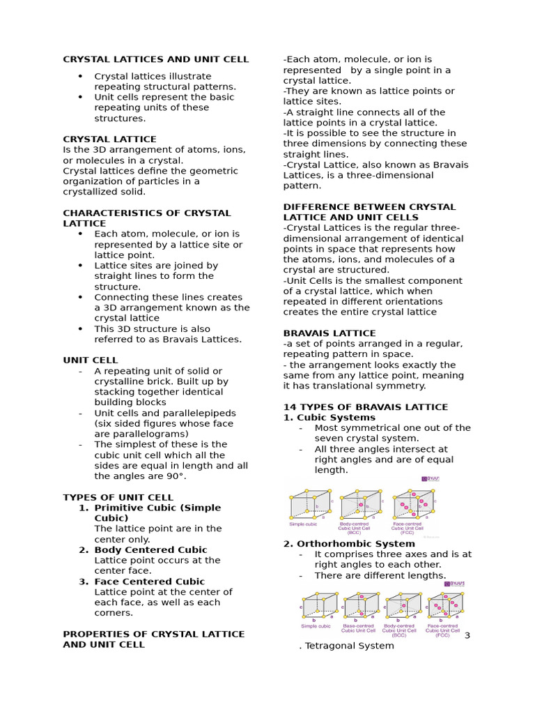 Crystal Lattices and Unit Cells Explained | PDF | Crystal Structure ...