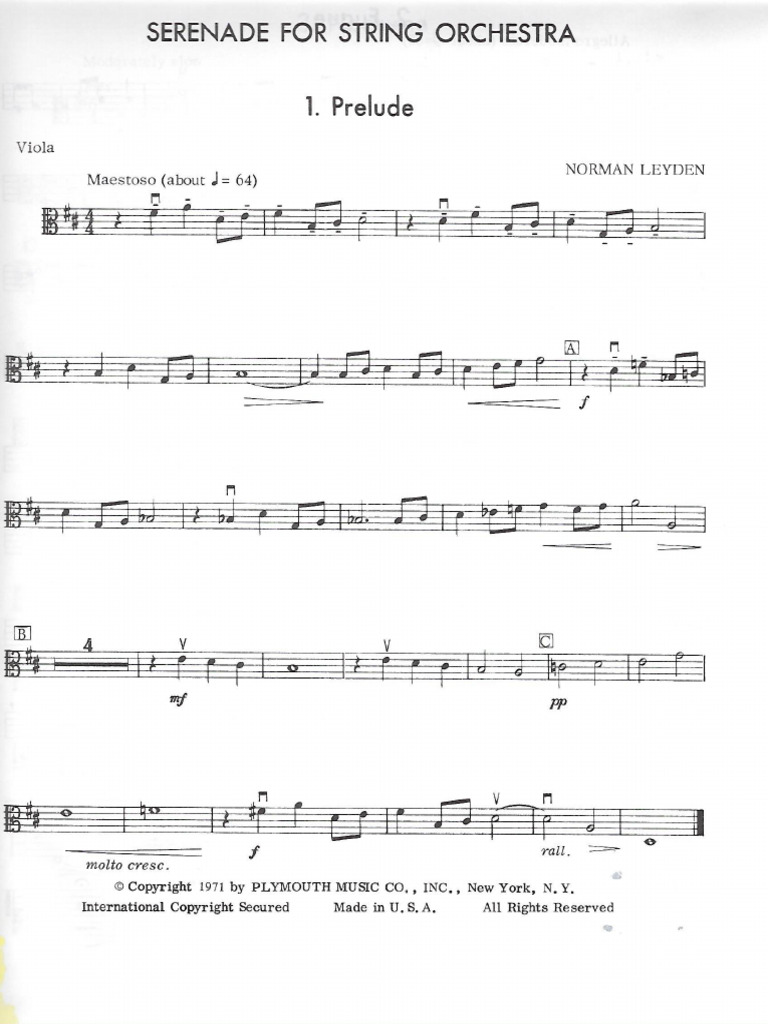 Serenade For Strings, Viola | PDF
