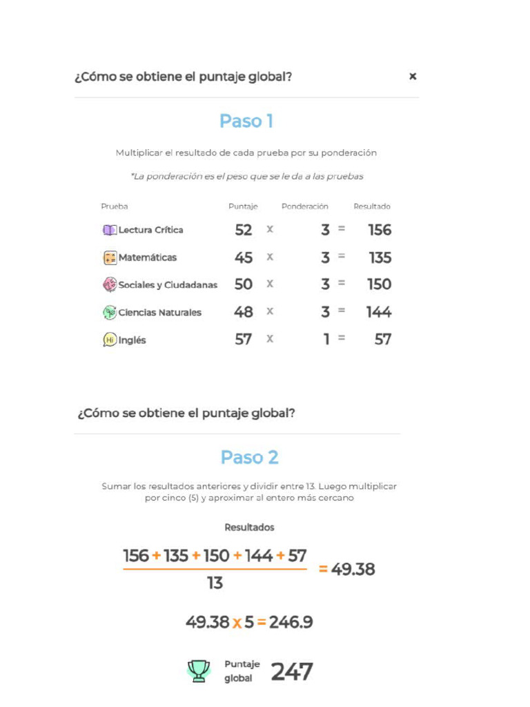 Como Se Obtiene El Puntaje Global | PDF