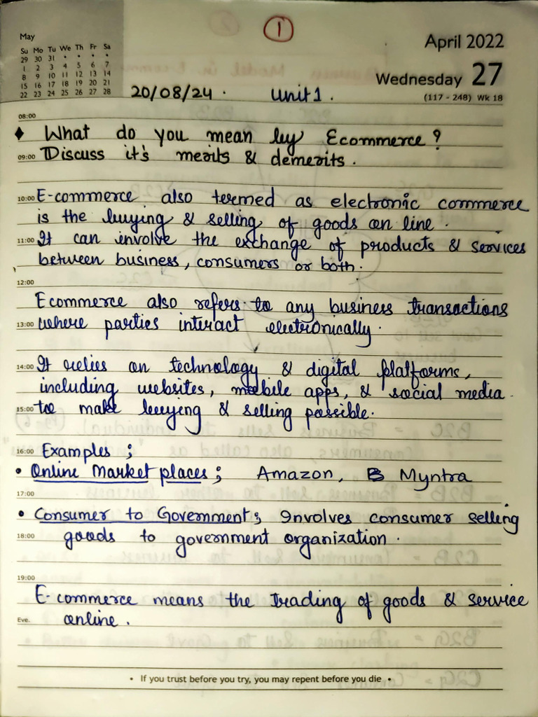 E Commerce Unit 1 | PDF