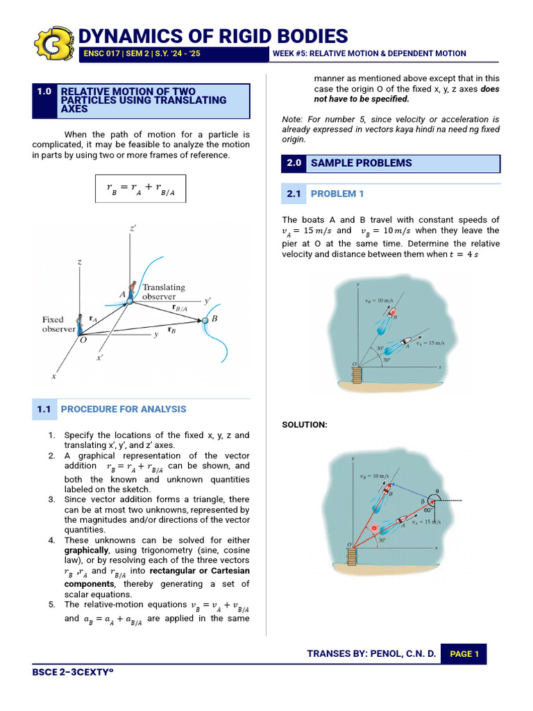 Relative Motion & Dependent Motion | PDF | Euclidean Vector | Space