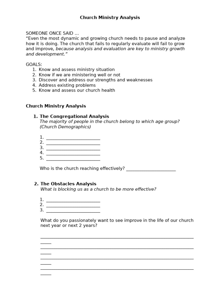 Church Ministry Evaluation Guide | PDF
