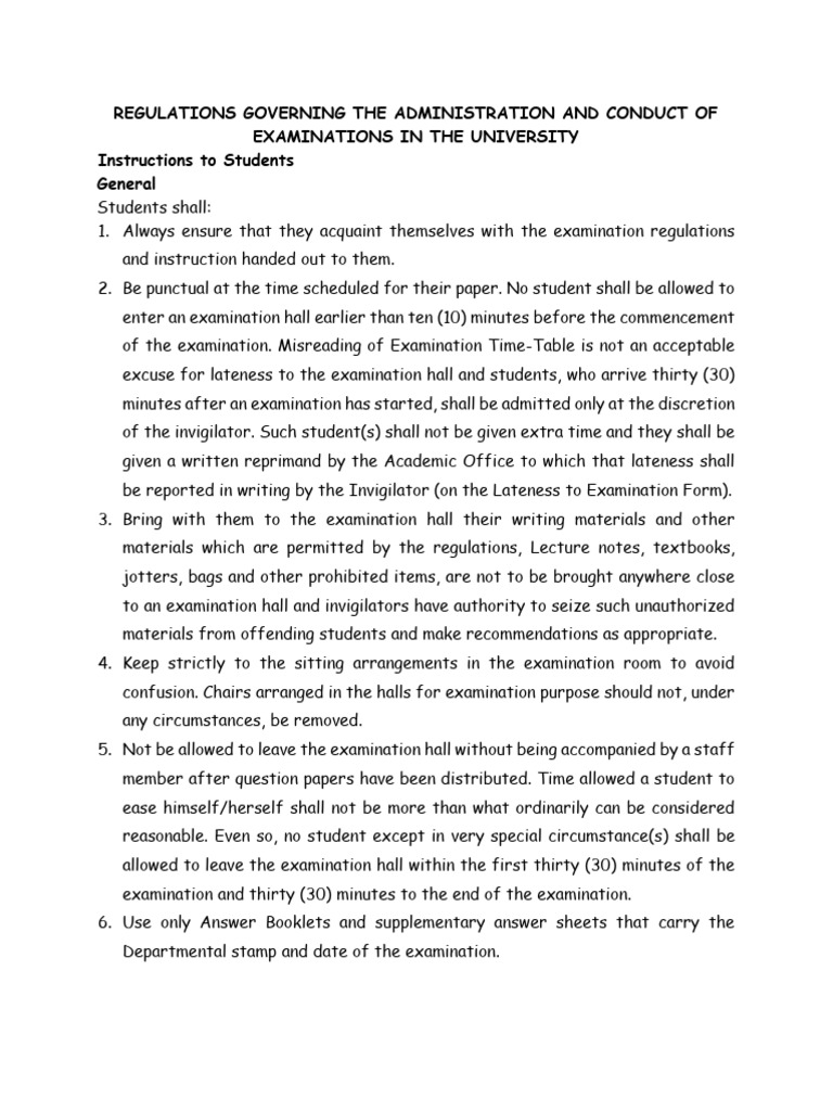 University Examination Conduct Regulations | PDF | Justice | Crime ...