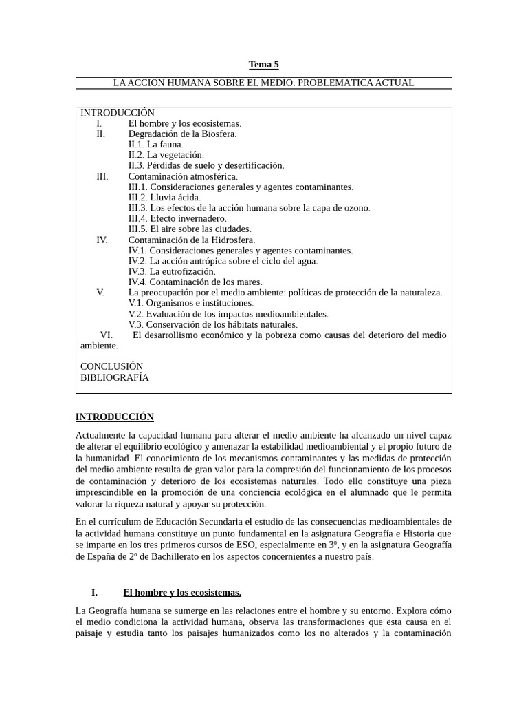 Impacto Humano en el Medio Ambiente | PDF | Contaminación | Agua