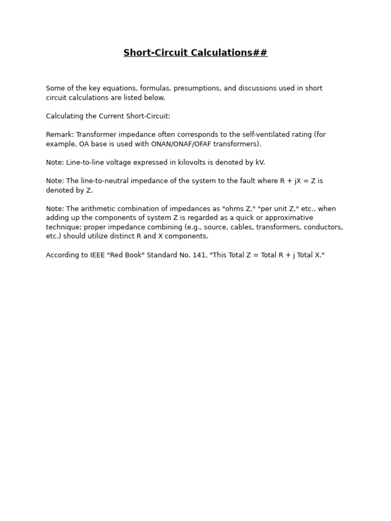 Short Circuit Calculations Pdf