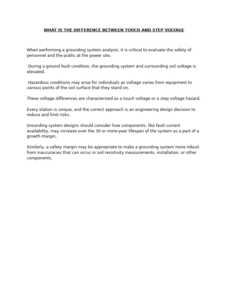 What Is The Difference Between Touch and Step Voltage | PDF