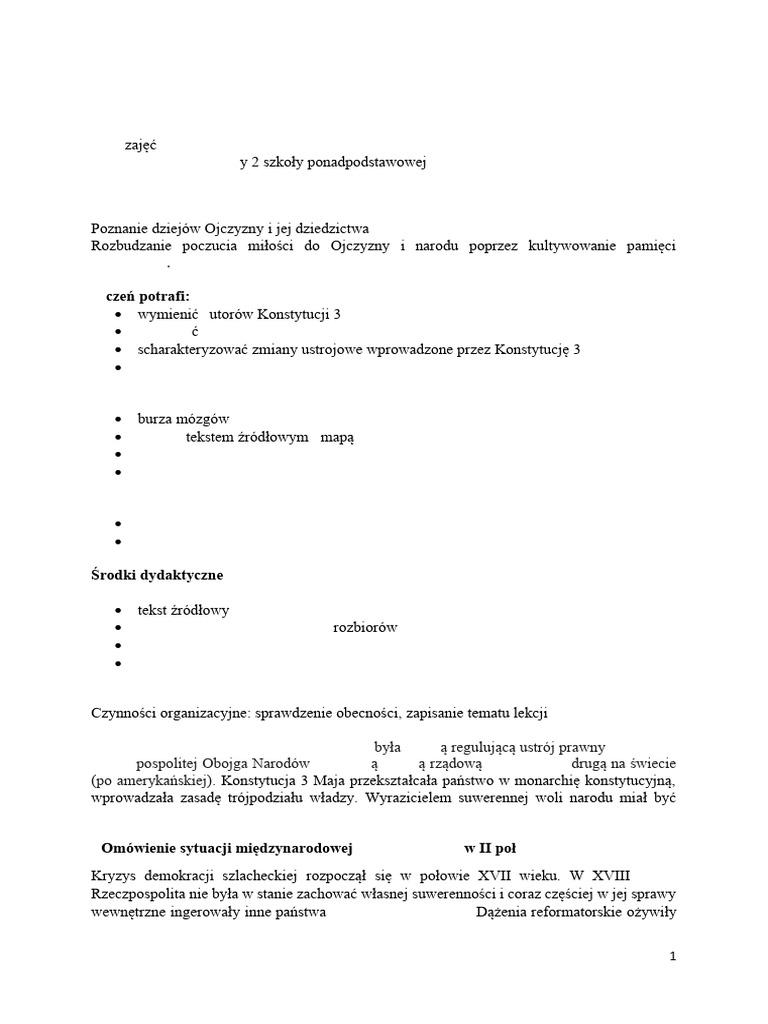 Scenariusz Lekcji Z Okazji Swieta Konstytucji 3 Maja | PDF