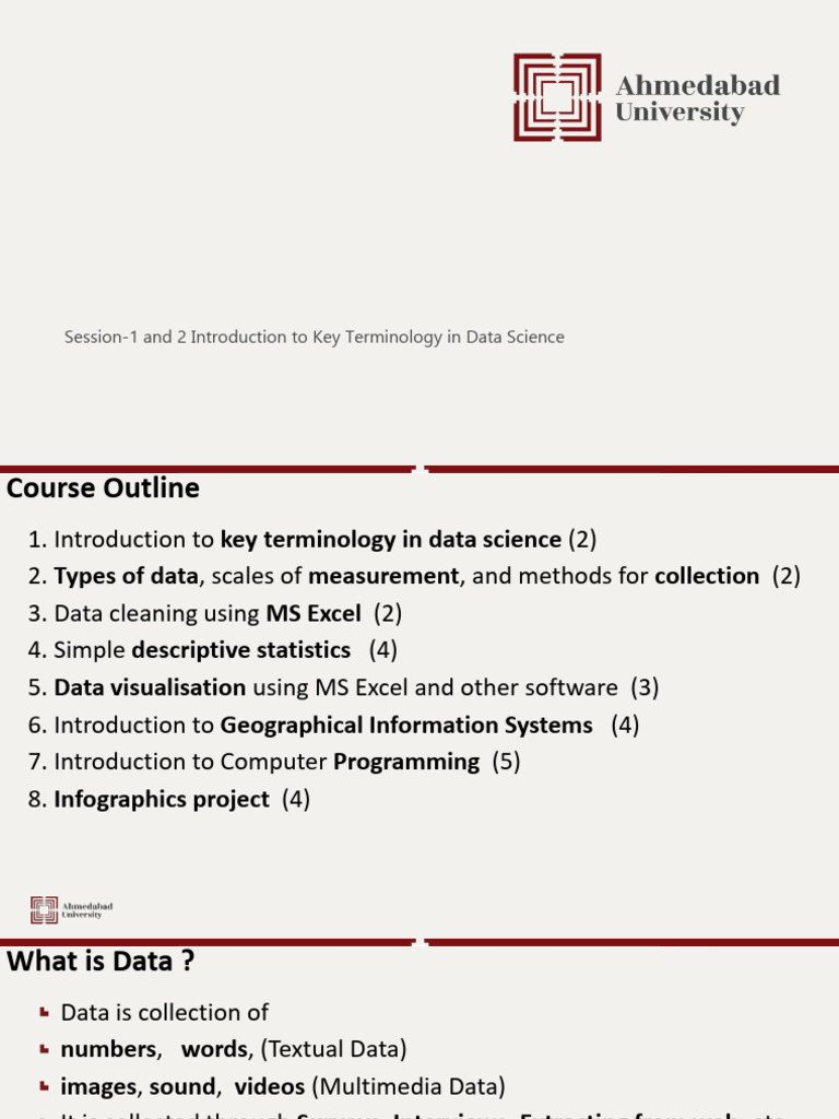 CSD101 Fundamentals of Data Science Session 1 and 2 | PDF | Machine Learning | Data Analysis