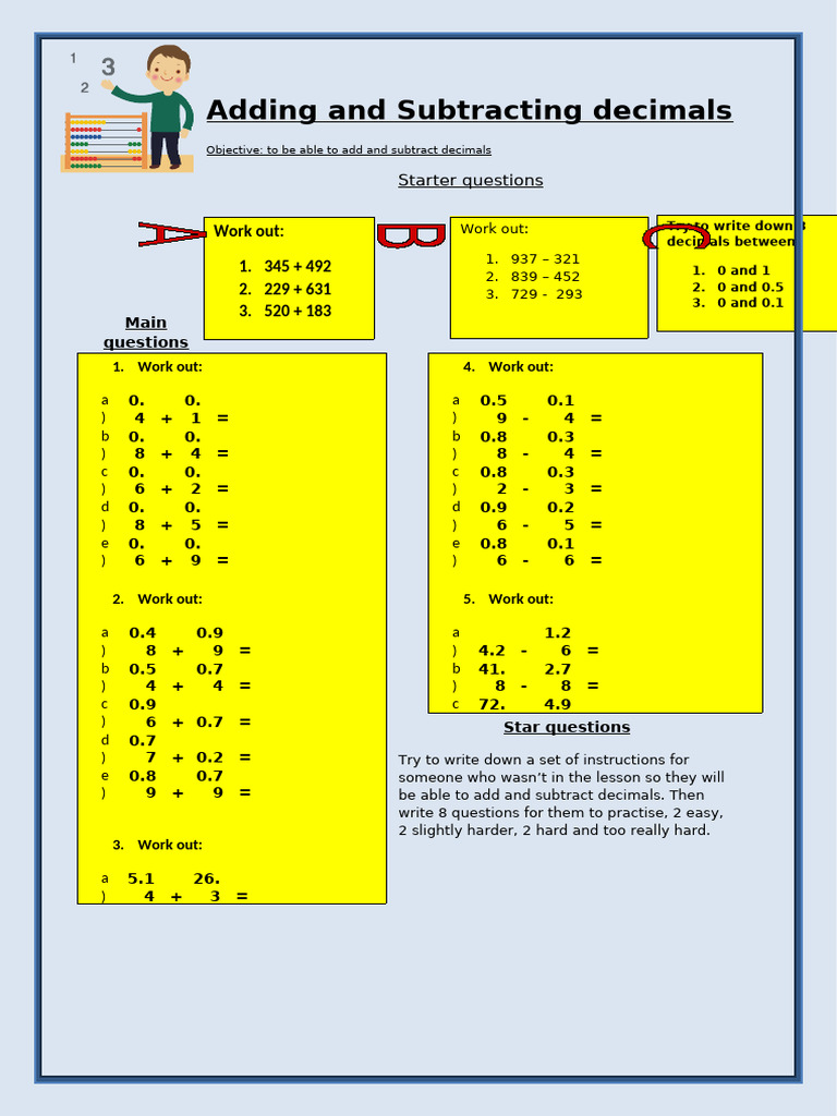 Adding and Subtracting Decimals | PDF | Arithmetic | Computer Architecture
