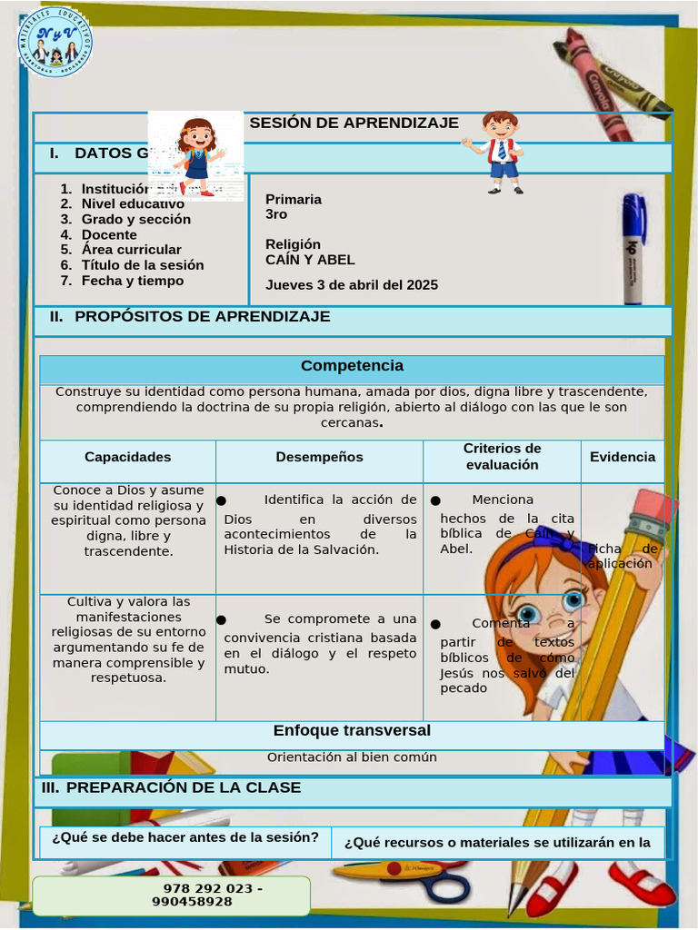 3° Ses Relig - Cain y Abel - Jueves 3 Abril | PDF | Adán y Eva ...