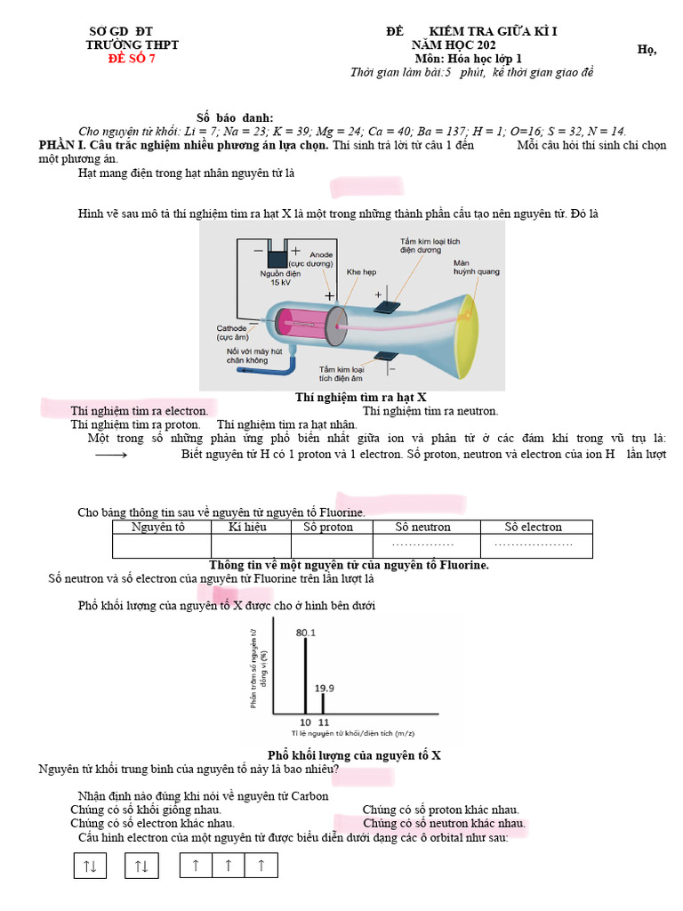 10 de On KTGK 1 Hoa 10 Nam 2024-2025. de - DTT | PDF