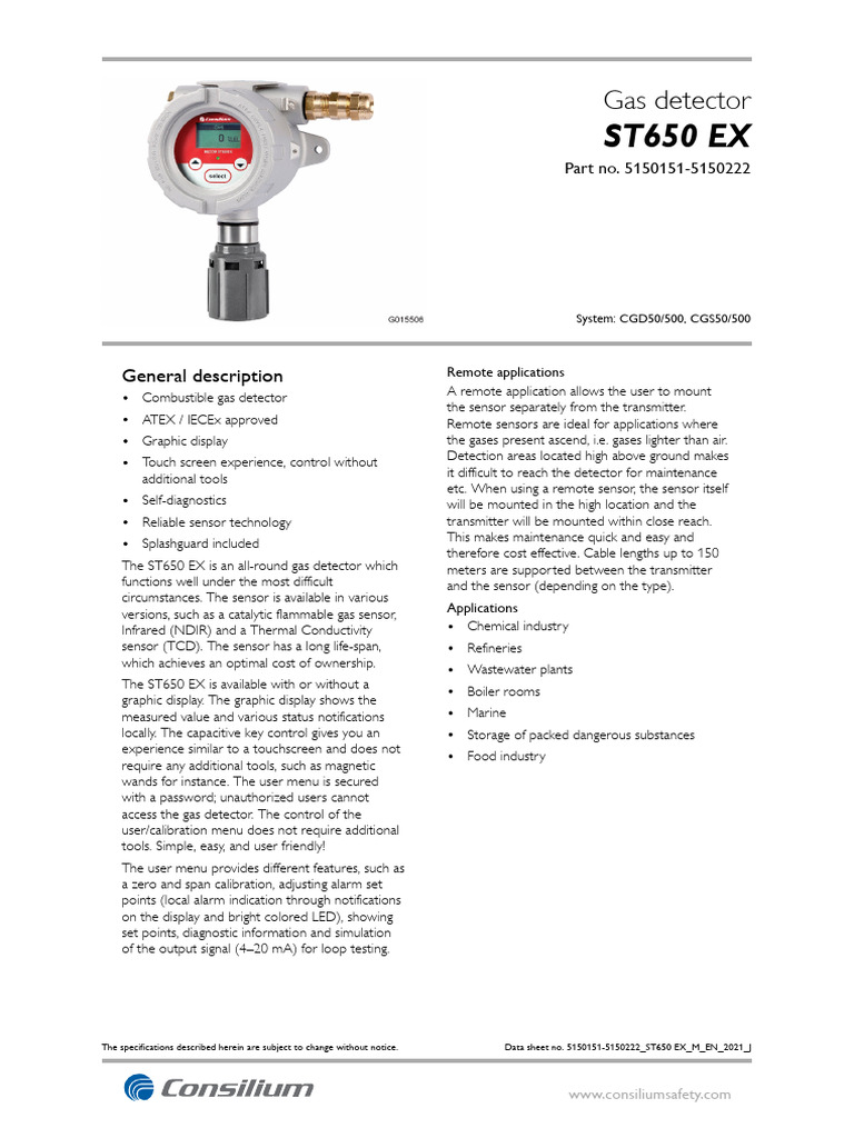 5150151-5150222 - ST650 EX - M - EN - 2021 - J Sensor Details Gas | PDF ...