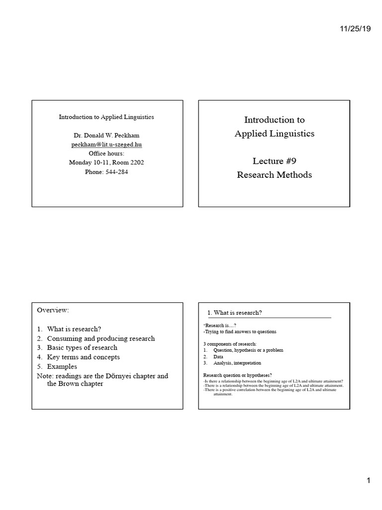 ALBA #9 - Research Methods 2019 | PDF | Quantitative Research ...