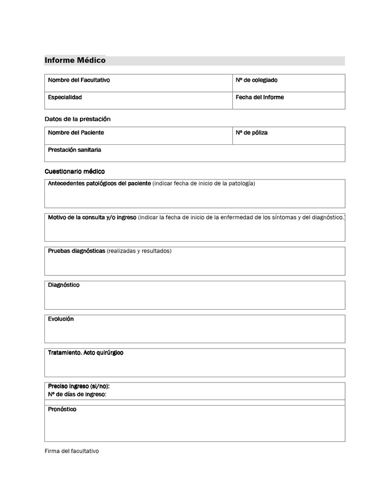 Plantilla Informe Médico Word | PDF