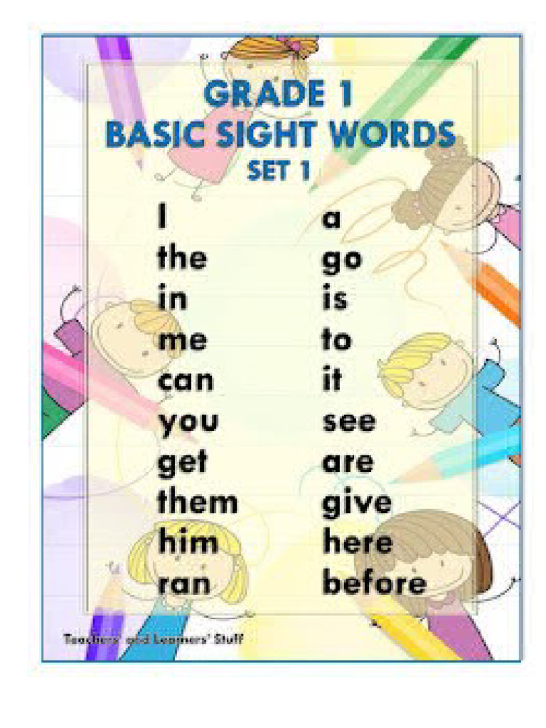 Basic Sight Words Kinder | PDF