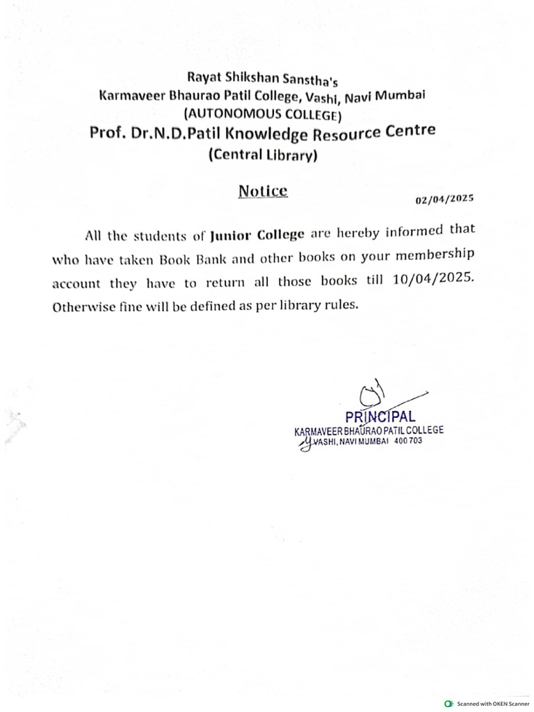 Junior College Notice Library | PDF