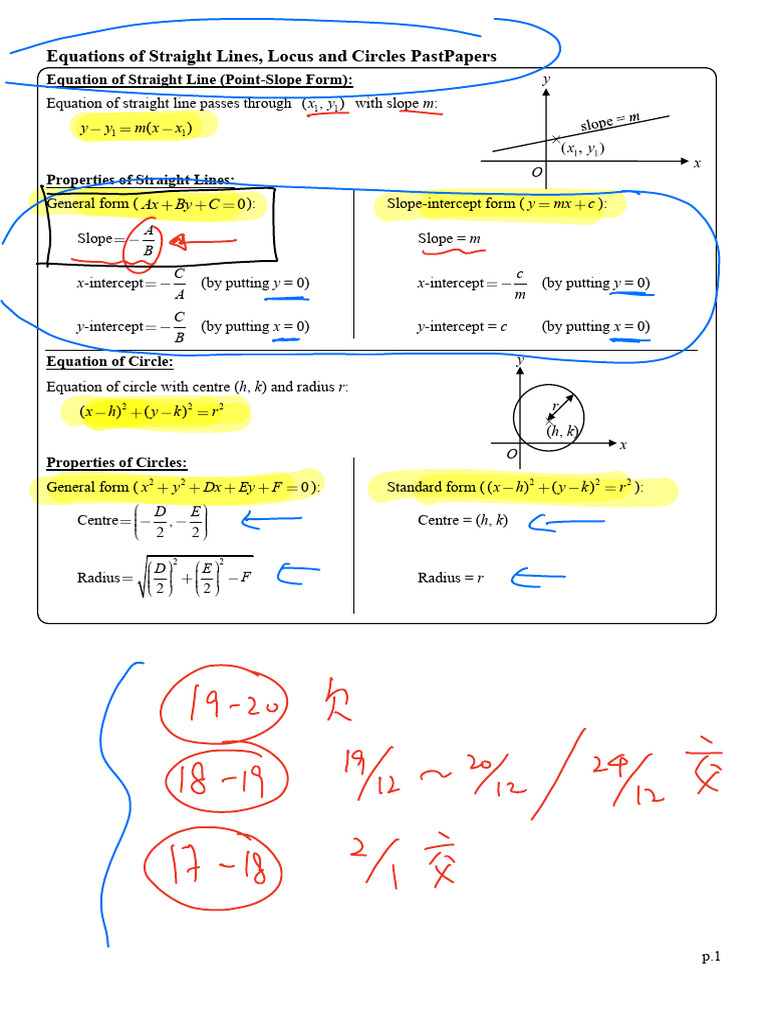 Locus Equations for Lines and Circles | PDF | Circle | Line (Geometry)