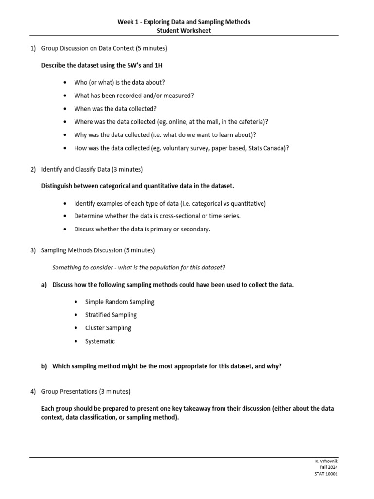 Data Exploration and Sampling Methods | PDF