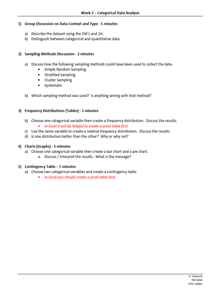 Week2 CategoricalDataAnalysis StudentHandout | PDF | Categorical ...