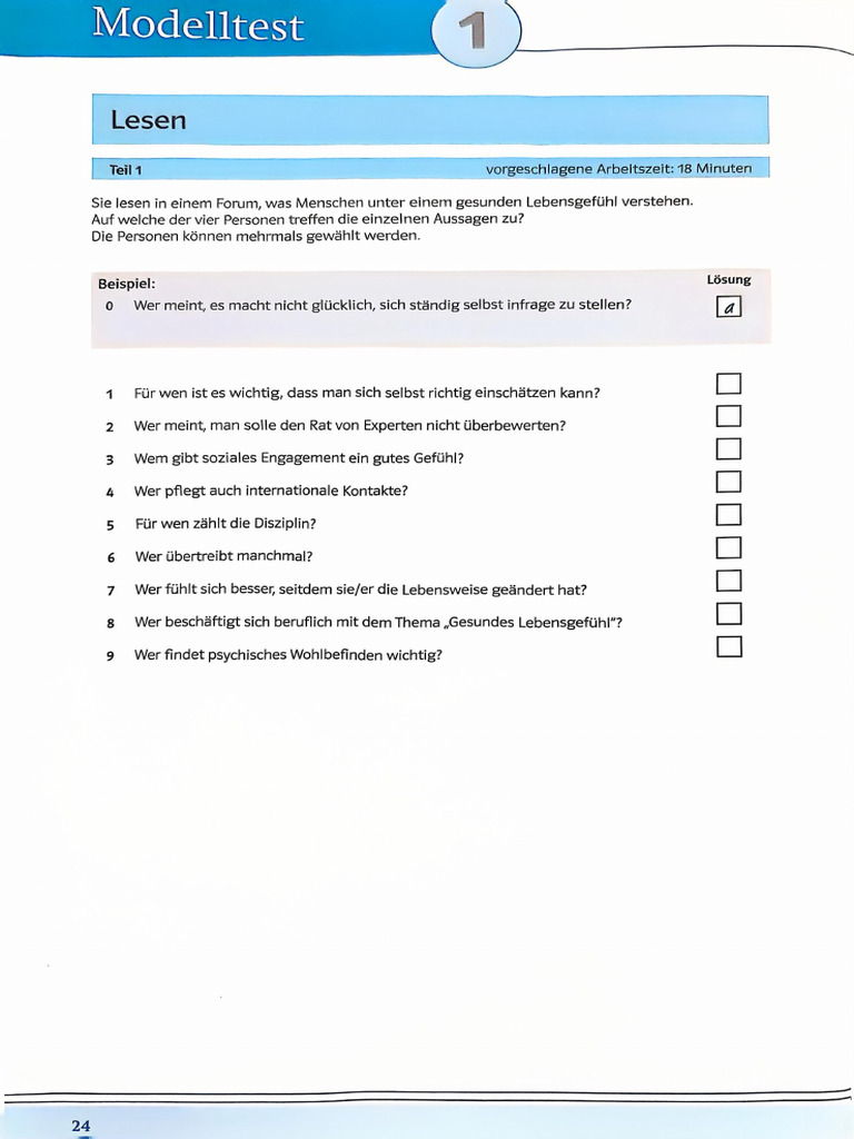 Lesen Test 1 - Mit Erfolg Zum Zertifikat | PDF