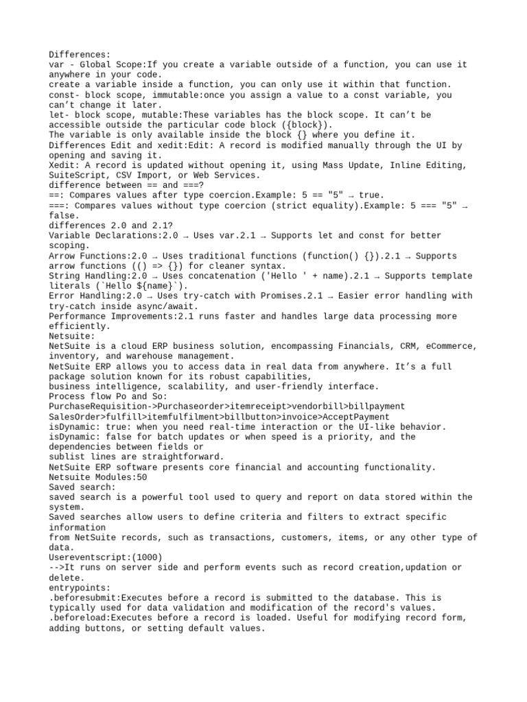 Netsuite Scripting Definitions | PDF | Scope (Computer Science) | Databases