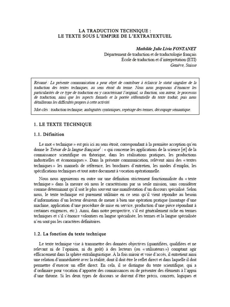 Traduction Technique et Textes Spécialisés | PDF | Traductions | Foudre