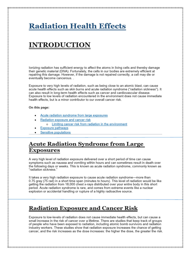 Radiation Health Effects | PDF | Acute Radiation Syndrome | Radiation