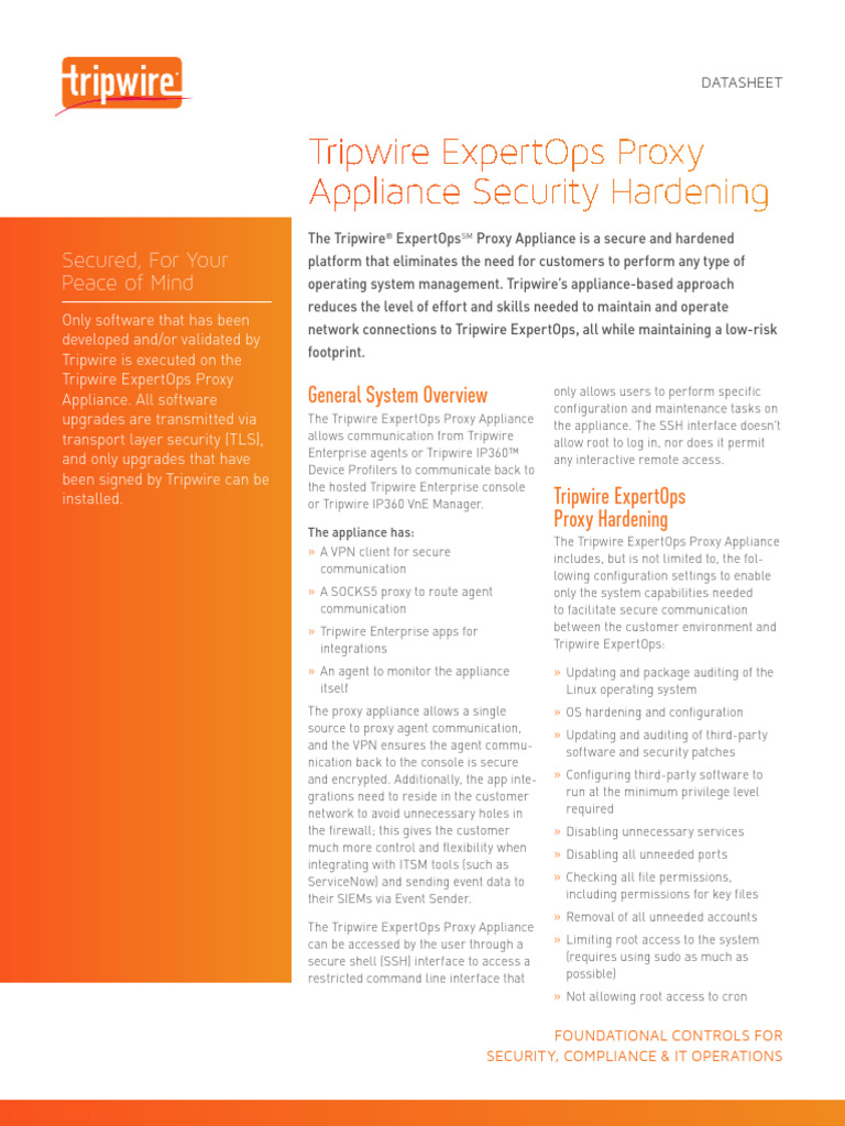 Tripwire ExpertOps Proxy Appliance Security Hardening Datasheet | PDF ...