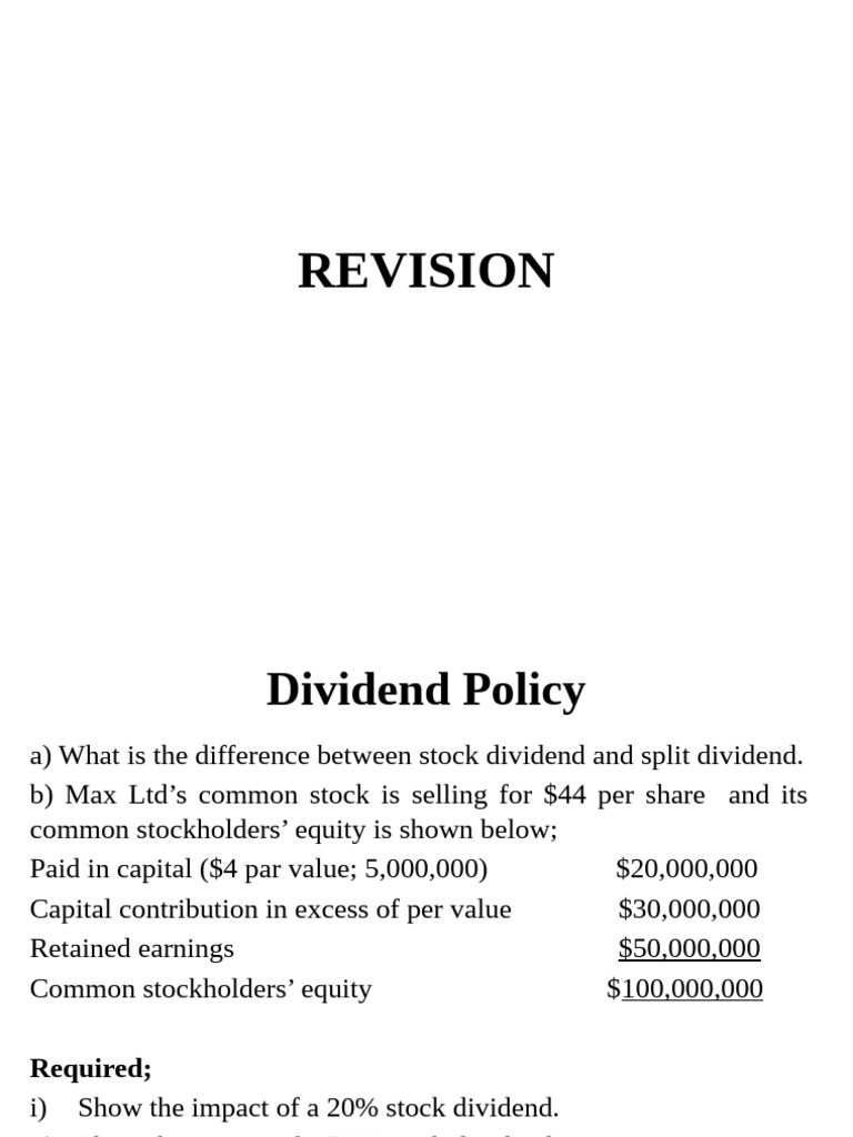 Revision On Cash Models | PDF | Stocks | Dividend