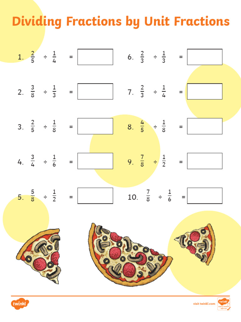Color Dividing by Fractions by Unit Fractions Activity Sheet | PDF