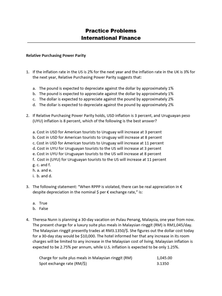Practice Problems - RPPP | PDF | Cost Of Living | International Trade