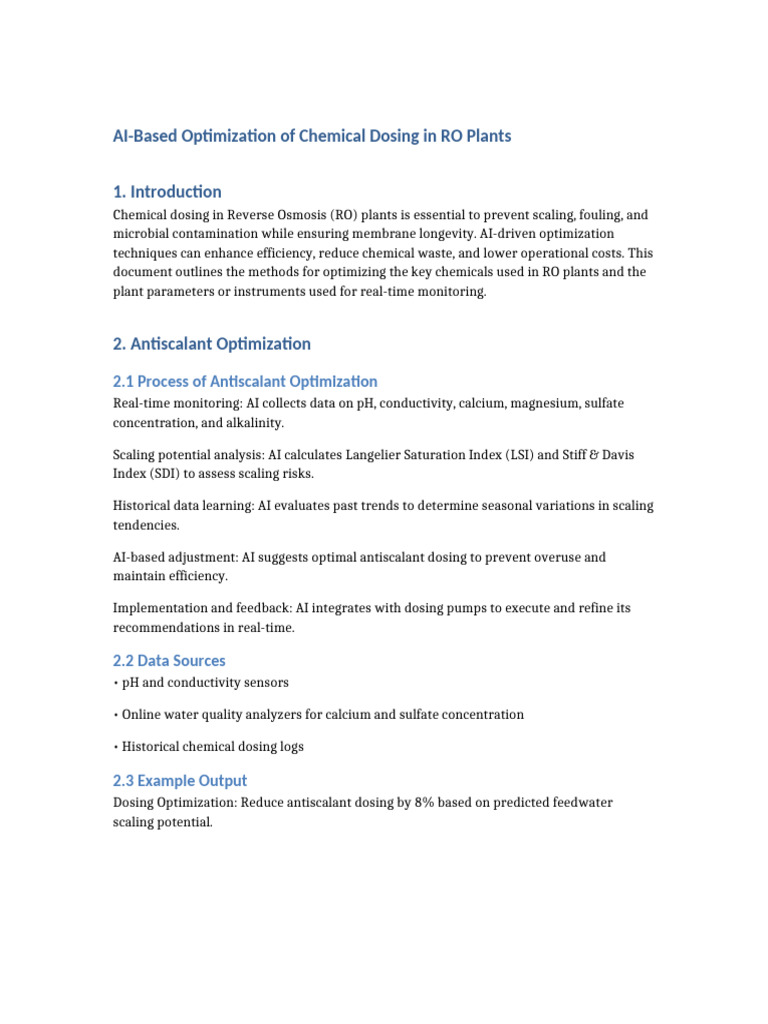 AI Optimization Chemical Dosing Report Final Formulas | PDF ...
