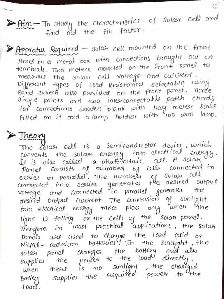 Solar Cell Experiment | PDF