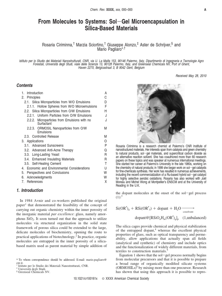 From Molecules To Systems, Sol-Gel Micro Encapsulation in | PDF