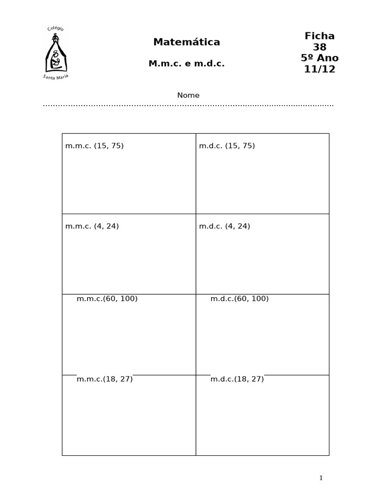 ficha 38 - mmc e mdc | PDF