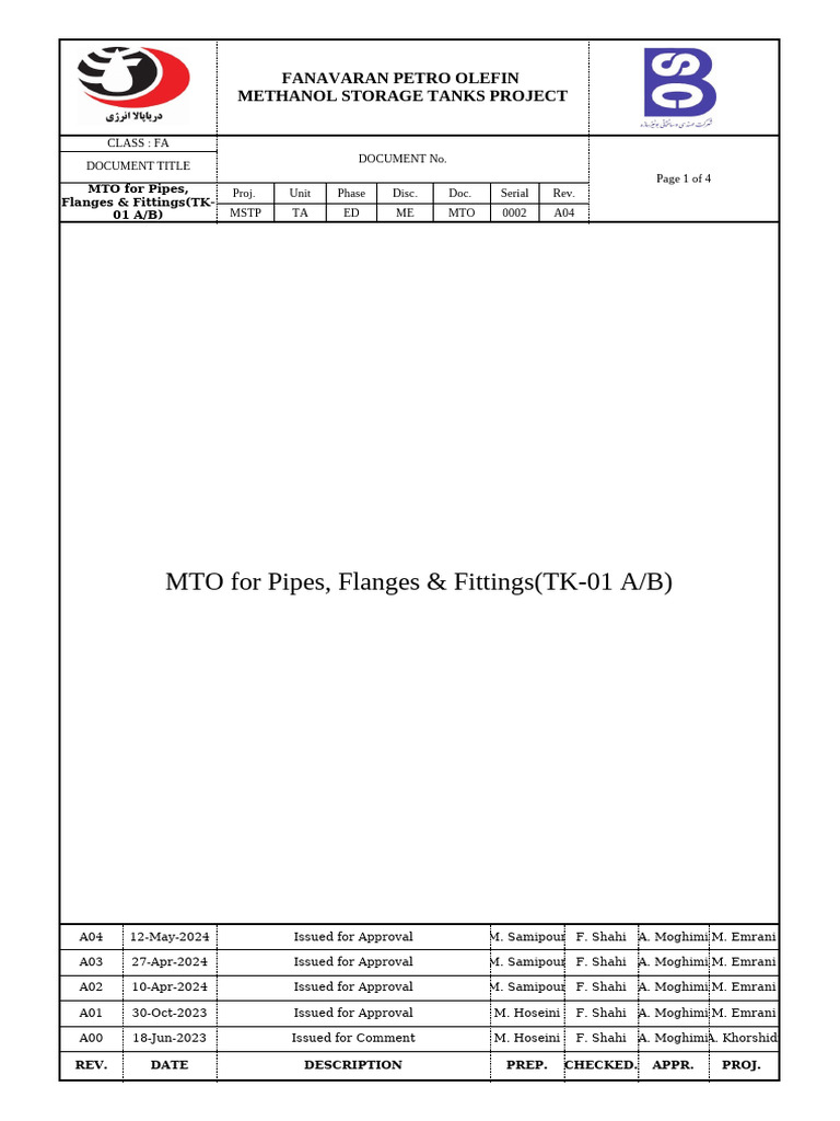 MTO for Pipes, Flanges & Fittings | PDF | Pipe (Fluid Conveyance ...