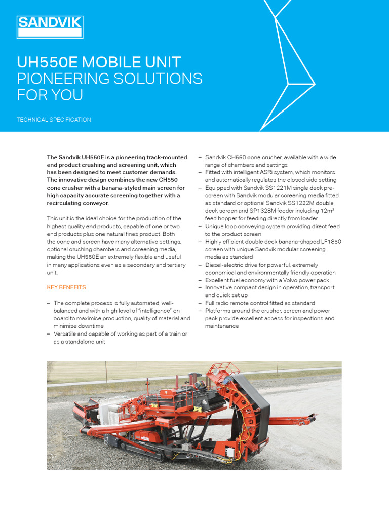 Sandvik UH550E Mobile Crushing Unit | PDF
