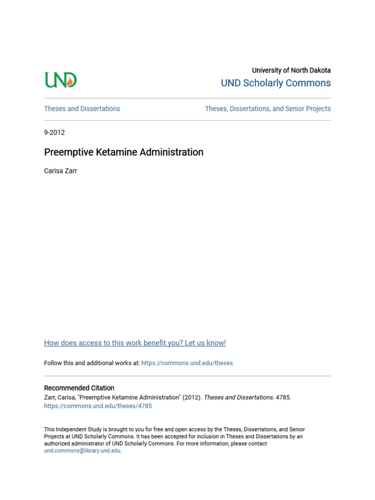 Preemptive Ketamine Administration | PDF | Analgesic | Anesthesia